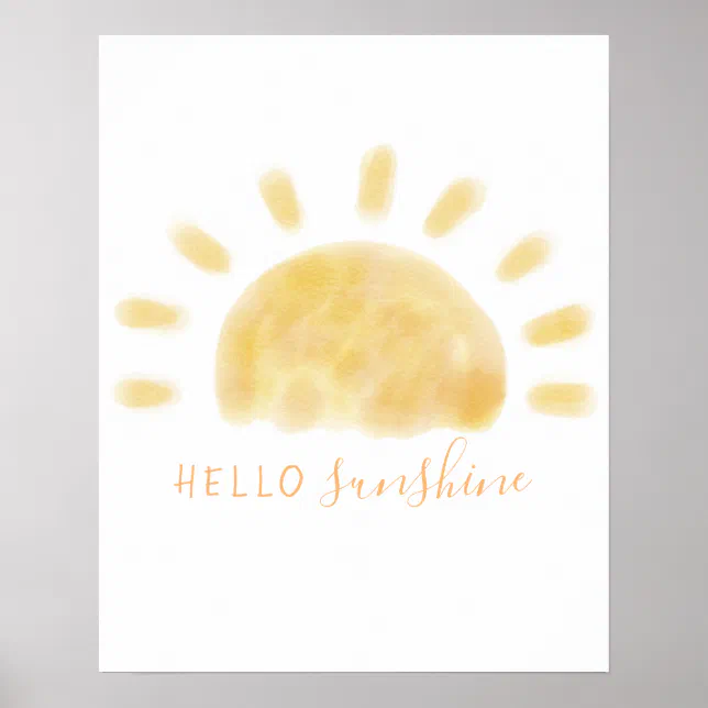 Watercolor “Hello Sunshine” Sun Wall Art | Zazzle