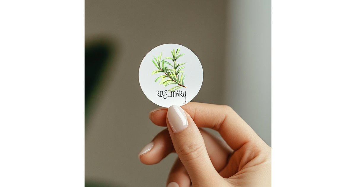 Watercolor Herb Rosemary Classic Round Sticker | Zazzle