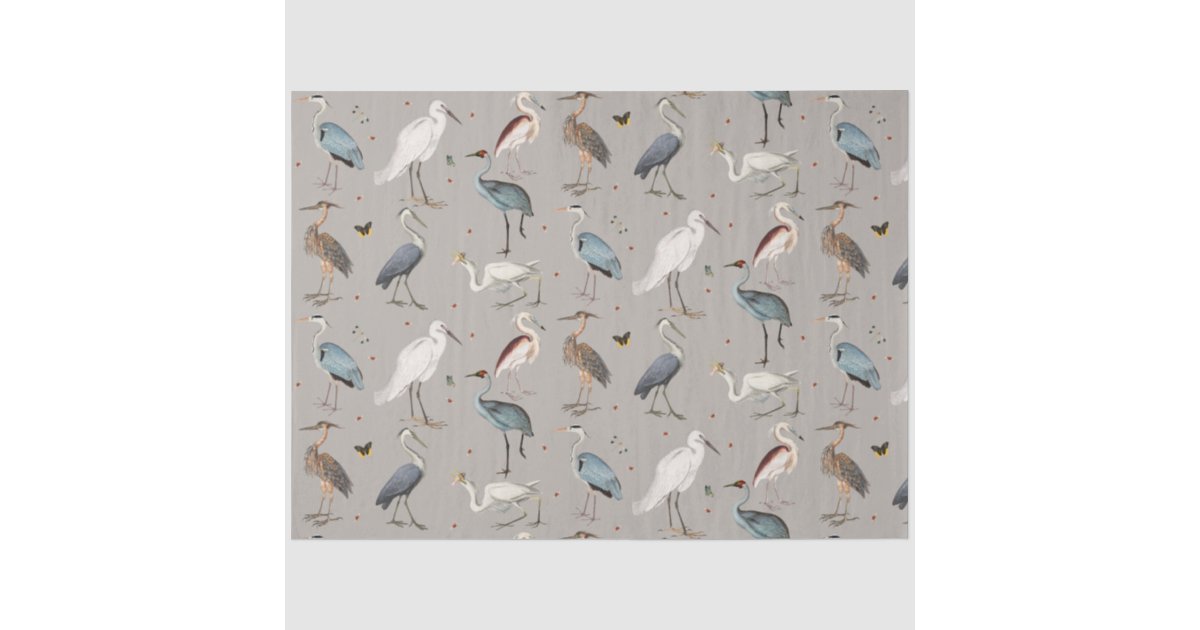 Watercolor Heron Bird Egret Nature Pattern Tissue Paper | Zazzle