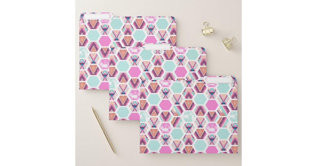 Watercolor Hexagon Pattern File Folder | Zazzle