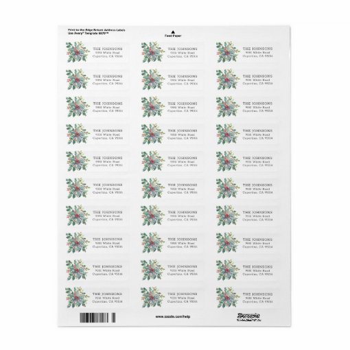 Watercolor Holly Bouquet Holiday Return Address Label | Zazzle