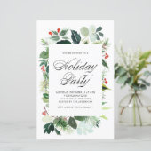 Watercolor Holly Greenery Holiday Party Invitation | Zazzle
