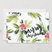 Watercolor Holly Wreath Merry Christmas Photo Card | Zazzle