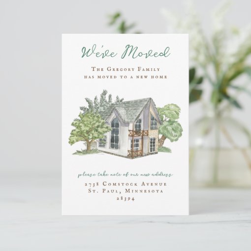 Watercolor Home Moving Announcements | Zazzle