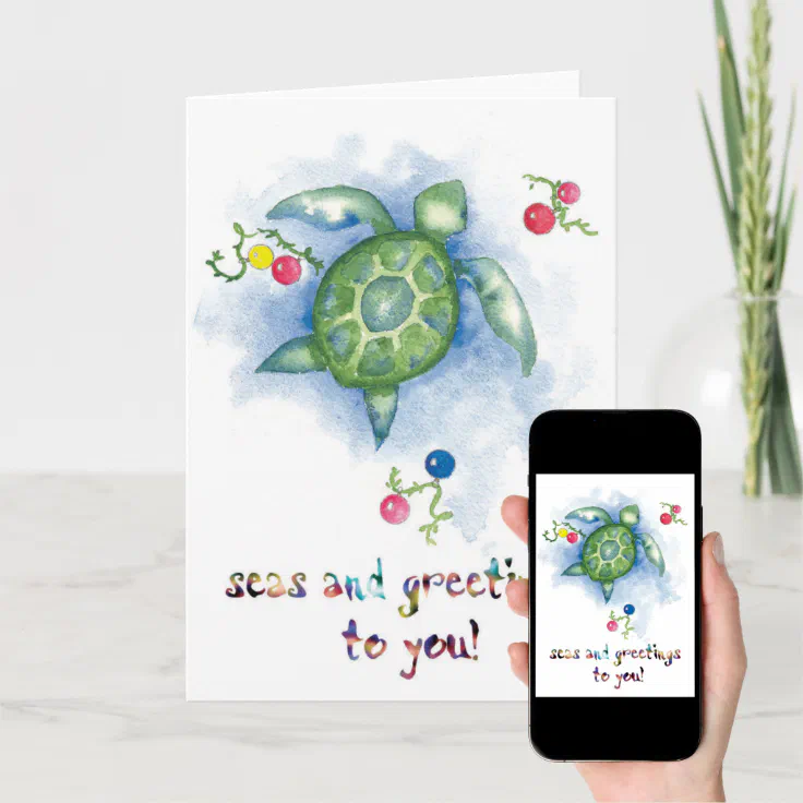 Watercolor Honu Turtle Christmas Card | Zazzle