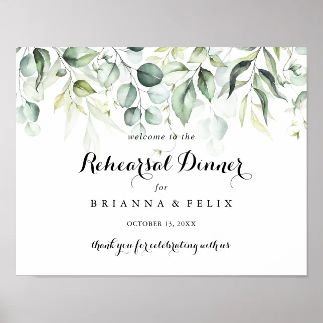 Watercolor Horizontal Rehearsal Dinner Welcome Poster | Zazzle