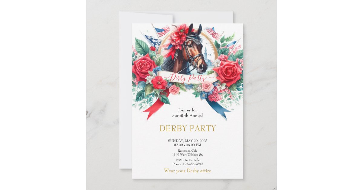 Watercolor horse Derby Party invitations | Zazzle