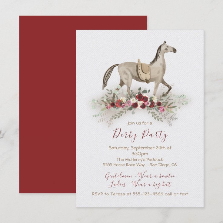 Watercolor horse Derby Party invitations | Zazzle