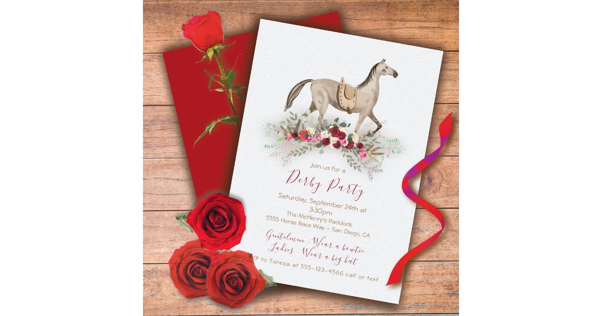 Watercolor horse Derby Party invitations | Zazzle