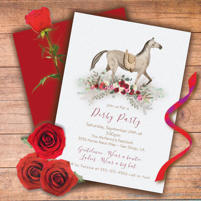 Watercolor horse Derby Party invitations | Zazzle