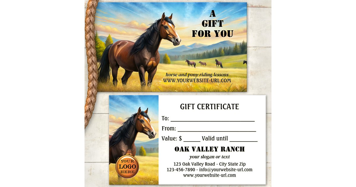 Watercolor Horse Riding Lessons Gift Certificate | Zazzle