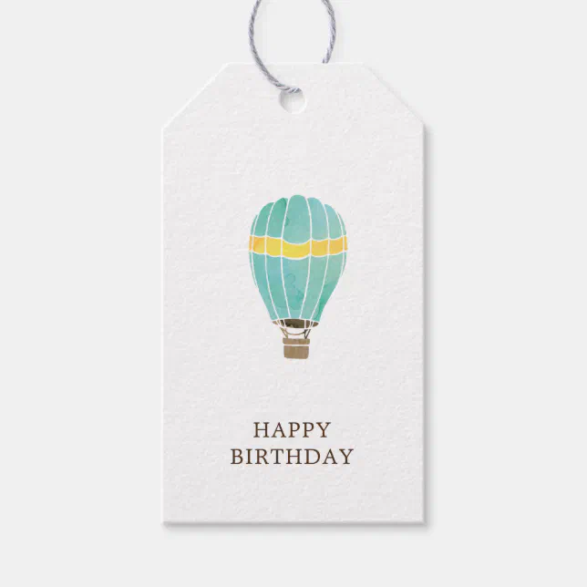 Watercolor Hot Air Balloon Birthday Present Gift Tags | Zazzle