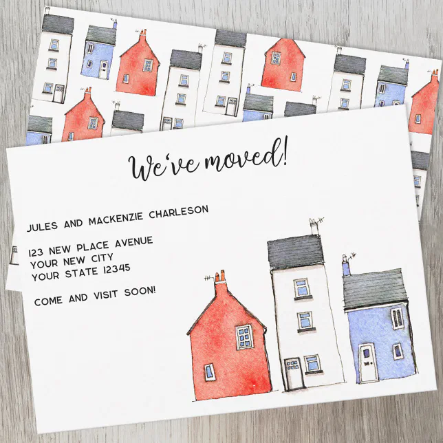 Watercolor House Change of Address Announcement | Zazzle