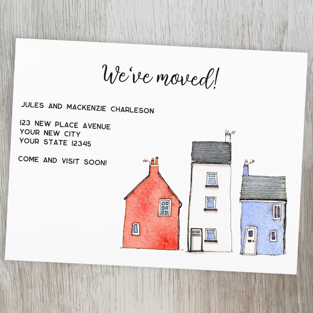 Watercolor House Change of Address Announcement Postcard | Zazzle