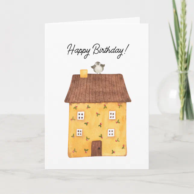 Watercolor House Client Birthday Card | Zazzle