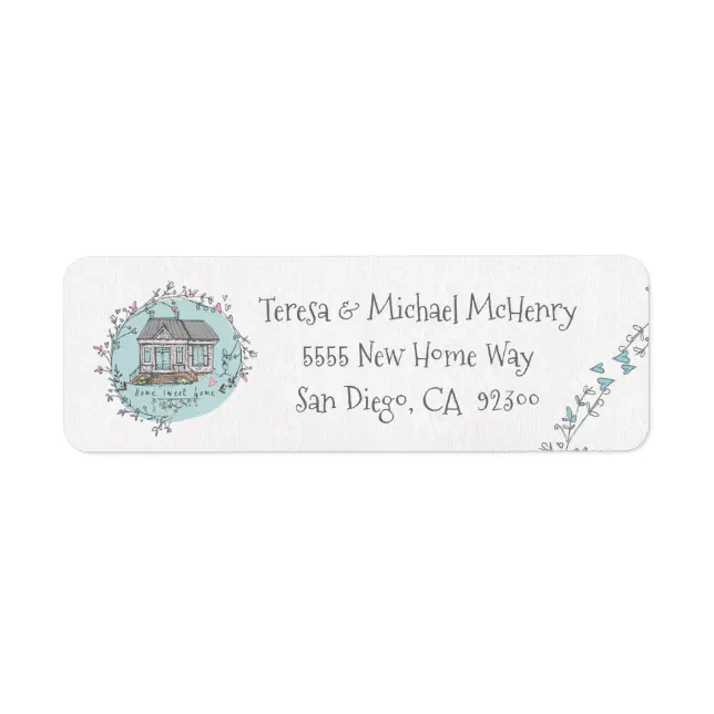 Watercolor House New Home return address labels | Zazzle