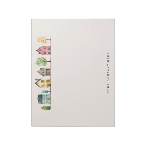 Watercolor Houses Realty Office Notepad | Zazzle