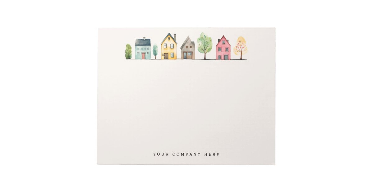 Watercolor Houses Realty Office Notepad | Zazzle
