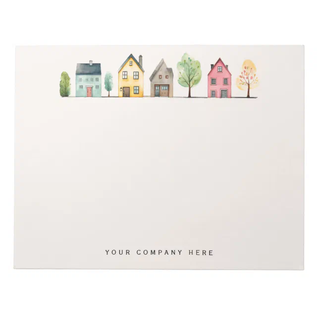 Watercolor Houses Realty Office Notepad | Zazzle