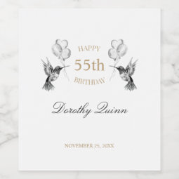 Watercolor Hummingbird Balloon Birthday Party Wine Label | Zazzle