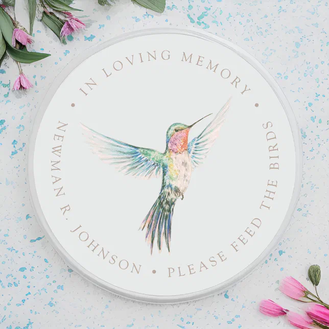 Watercolor Hummingbird Funeral Memorial Classic Round Sticker | Zazzle