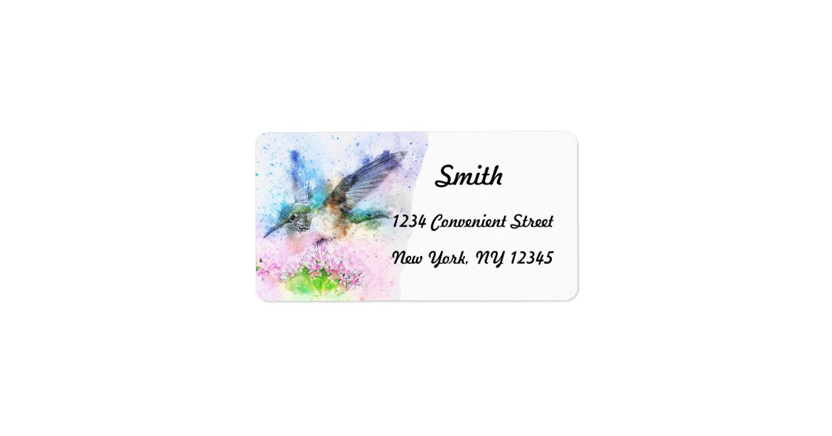 Watercolor Hummingbird Return Address Label | Zazzle