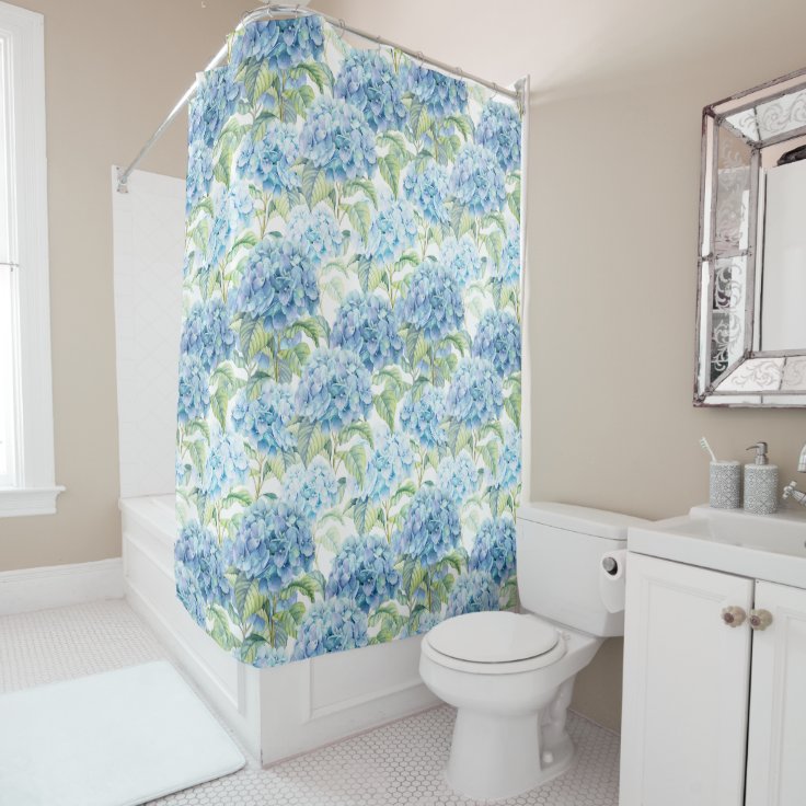 Watercolor Hydrangea Flowers Shower Curtain | Zazzle