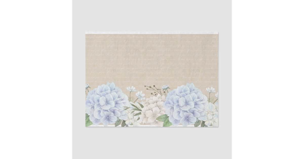 Watercolor Hydrangea Poem Calligraphy Decoupage Tissue Paper | Zazzle