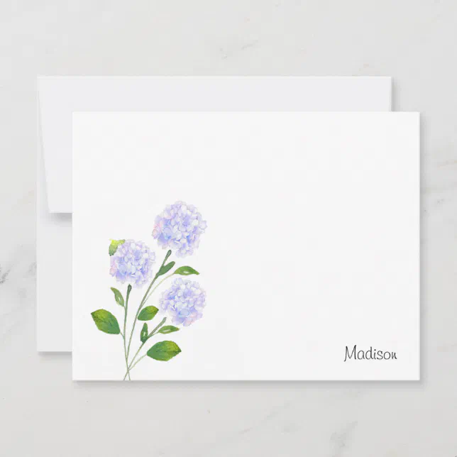 Watercolor Hydrangea Stems Note Card | Zazzle