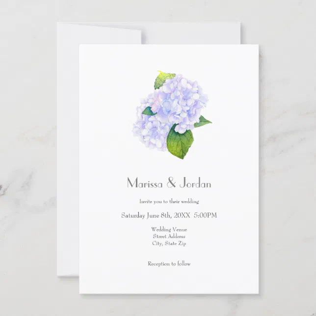 Watercolor Hydrangeas Invitation | Zazzle