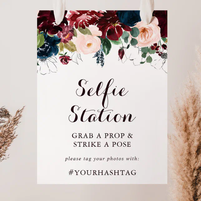 Watercolor Illustrated Fall Selfie Station Sign | Zazzle