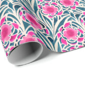 Watercolor Inspired Pink + Blue Botanical Floral Wrapping Paper | Zazzle