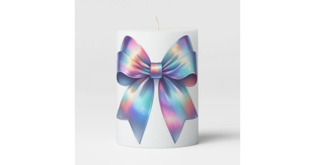 Watercolor Iridescent Bow Teardrop Candle | Zazzle
