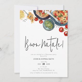 Watercolor Italian Buon Natale Christmas Party Invitation | Zazzle