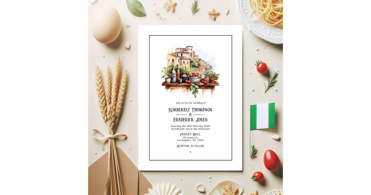 Watercolor Italian Destination Wedding Invitation | Zazzle