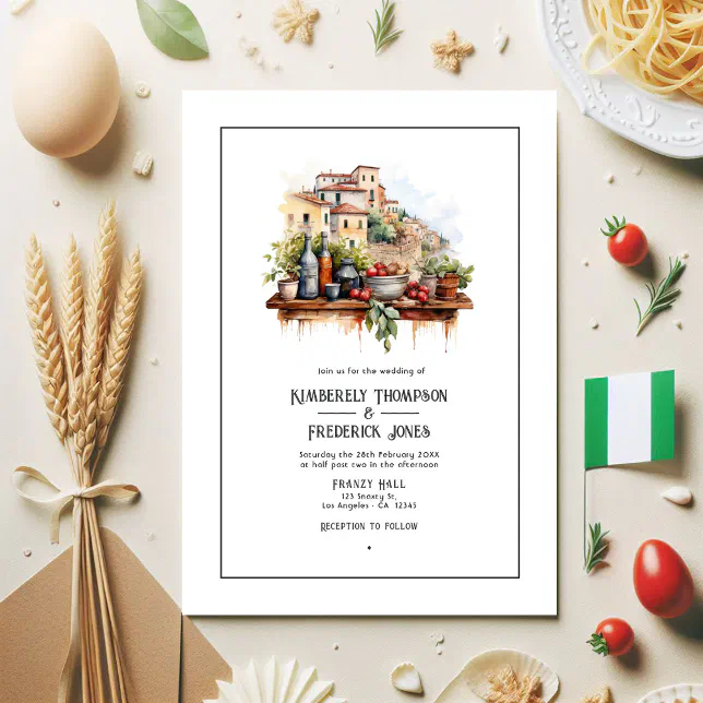 Watercolor Italian Destination Wedding Invitation | Zazzle