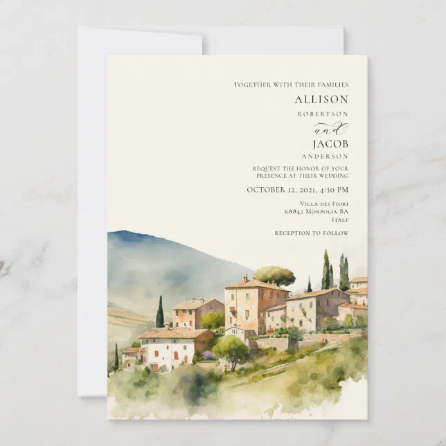 Watercolor Italy Destination Wedding Invitation | Zazzle