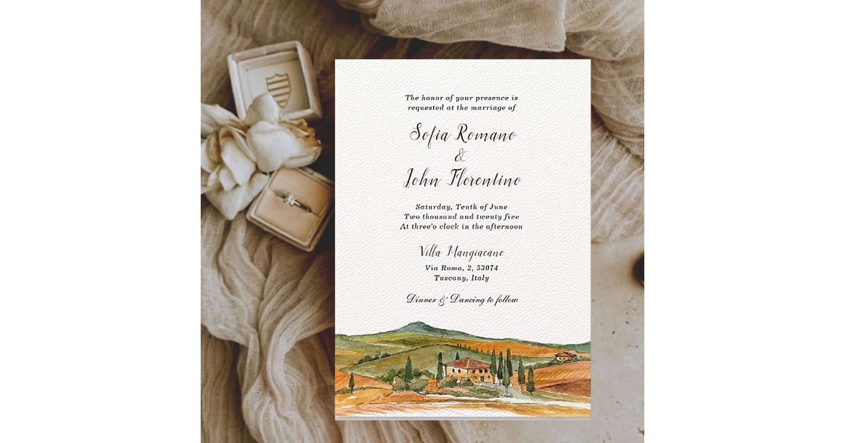 Watercolor Italy , Tuscany skyline wedding Invitation | Zazzle