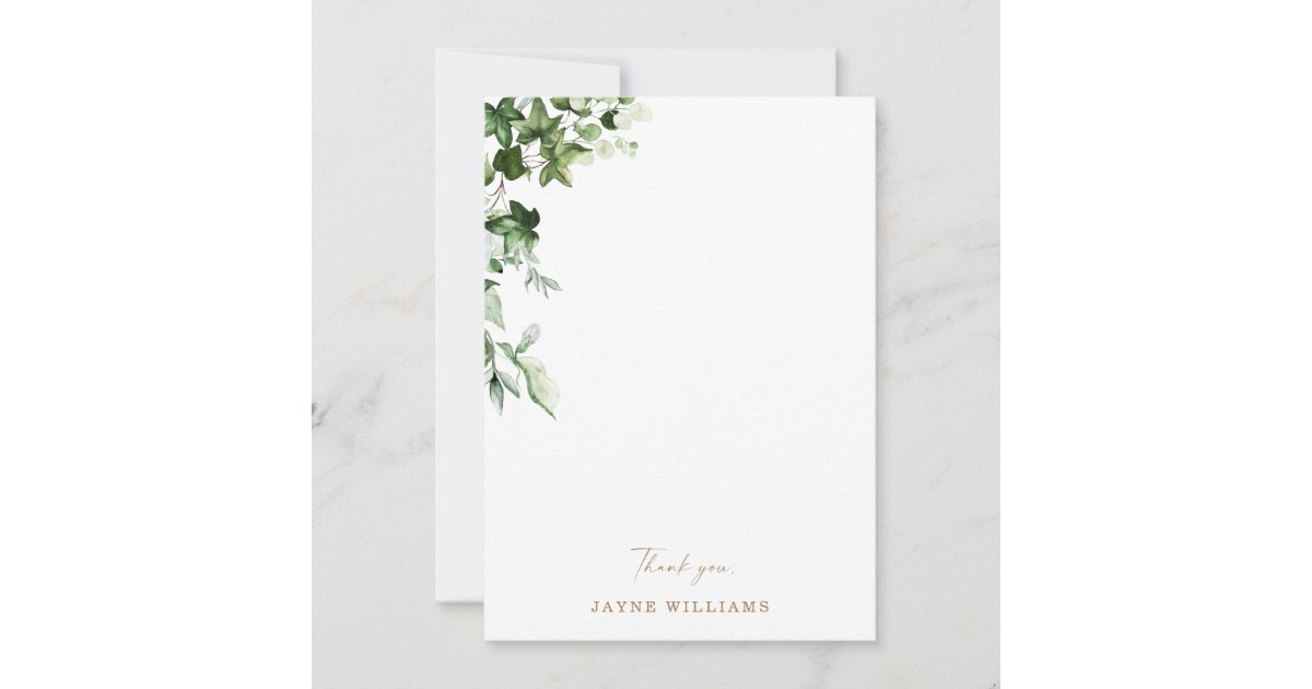 Watercolor Ivy Bridal Shower Thank You Invitation | Zazzle