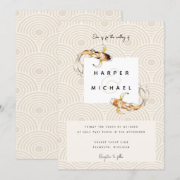 watercolor japanese koi fish wedding invitation | Zazzle