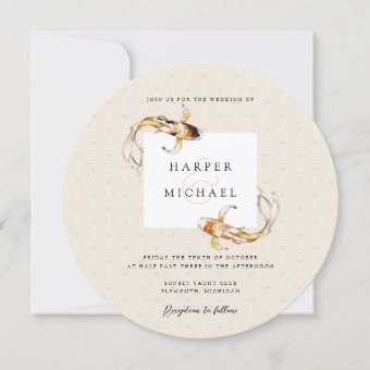 watercolor Japanese koi fish wedding invitation | Zazzle