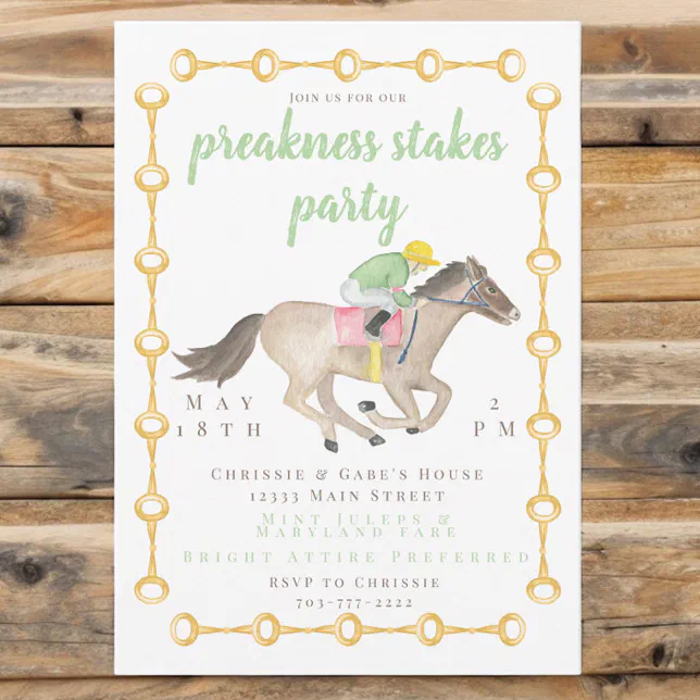 Watercolor Jockey Preakness Party Horse Race Invitation | Zazzle