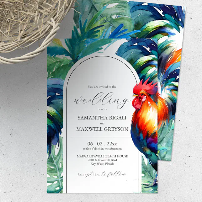 Watercolor Key West Florida Wedding Invitations | Zazzle