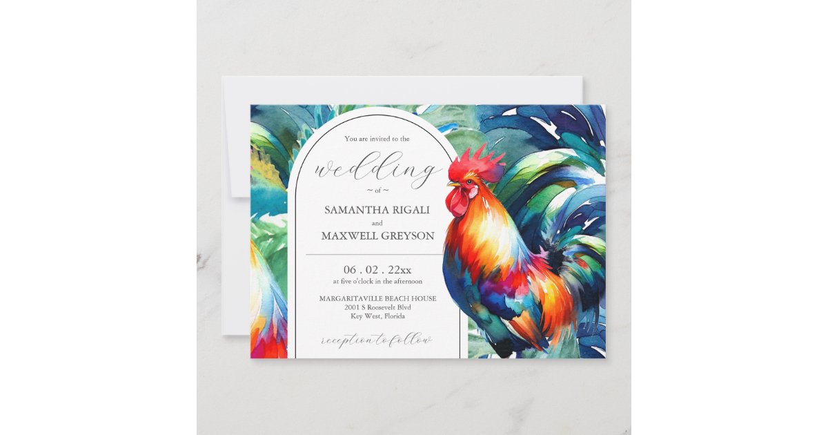 Watercolor Key West Florida Wedding Invitations | Zazzle