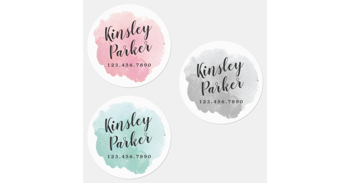 Watercolor Kids Name Waterproof Labels | Zazzle