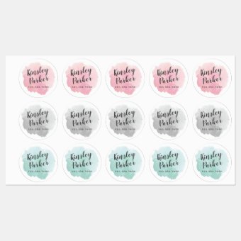 Watercolor Kids Name Waterproof Labels | Zazzle