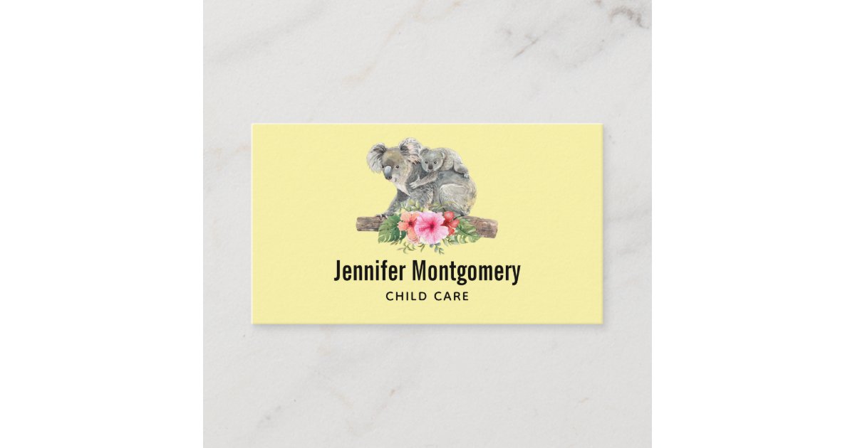 Watercolor Koala Bears Cute Mom & Baby Business Card | Zazzle