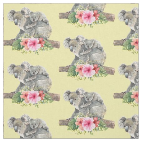 Cute Koala Bear Pattern Fabric | Zazzle