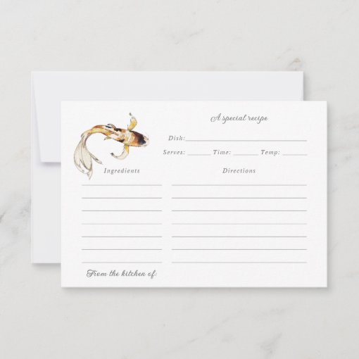 watercolor koi fish recipe card | Zazzle