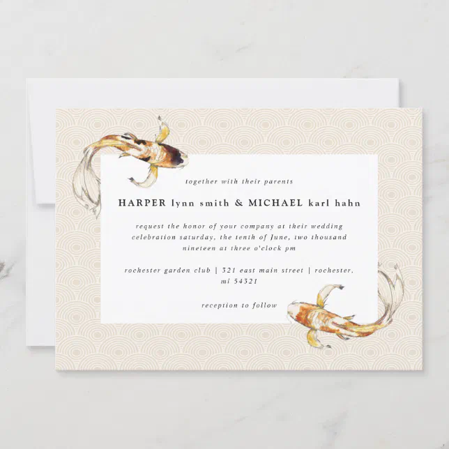 watercolor koi fish wedding invitation | Zazzle